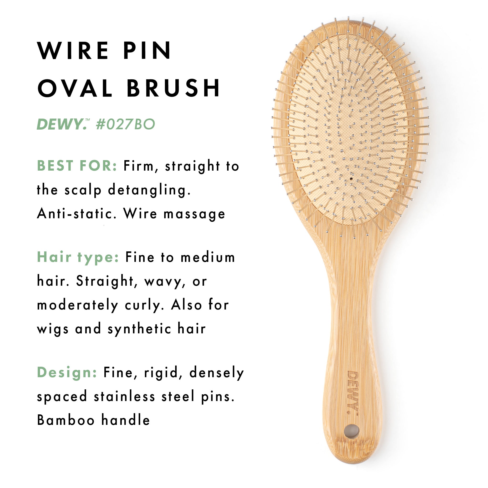 Wire Pin Oval Brush with Stainless Steel Quills | DEWY – DEWY SOUTH AFRICA